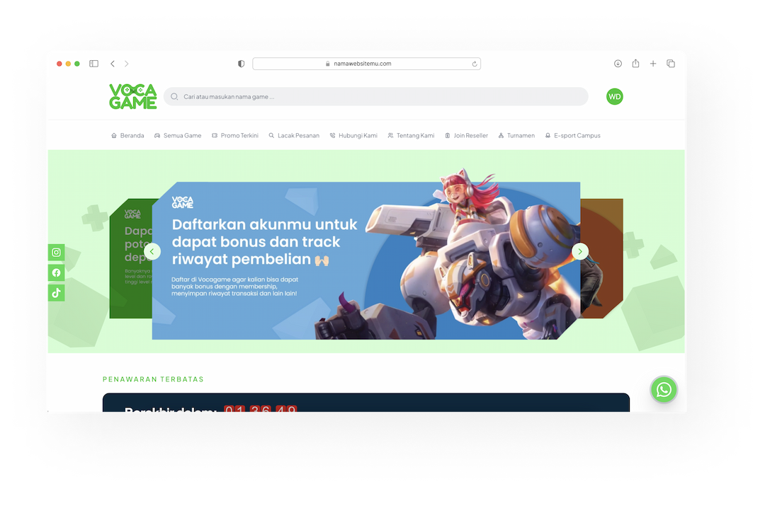 Jasa pembuatan website top up game - VocaGame